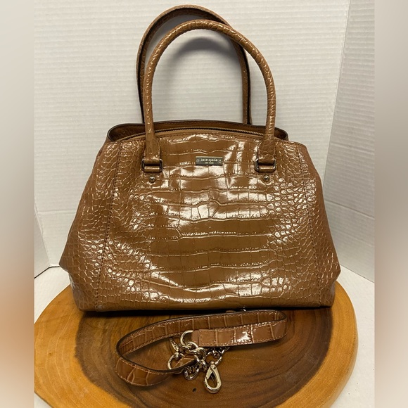 kate spade | Bags | Kate Soade Toasted Honey Croc Embossed Satchel Tote ...